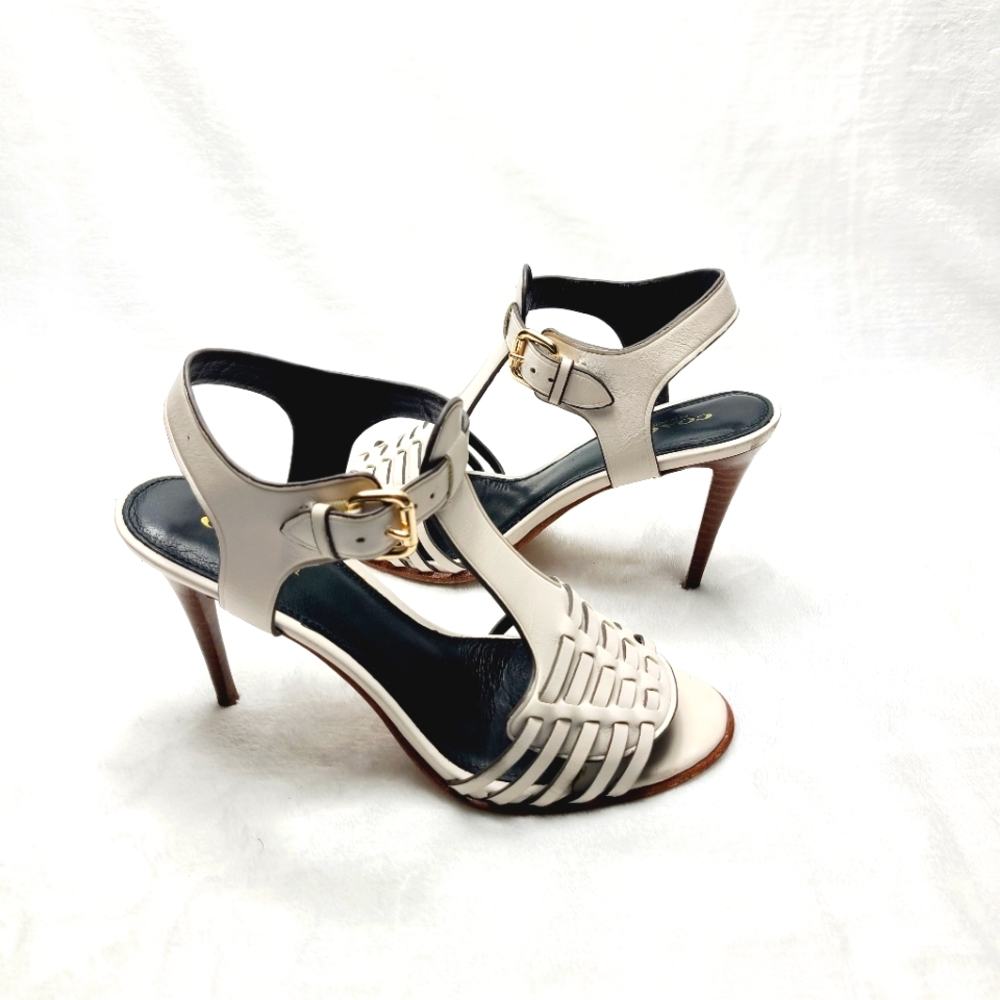 Coach Izzy Strappy White Sandals Heels - Gem
